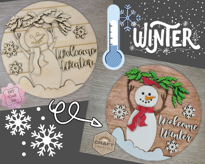 Welcome Winter Snowman sign Winter Craft kit #3422 - Multiple Sizes Av ...