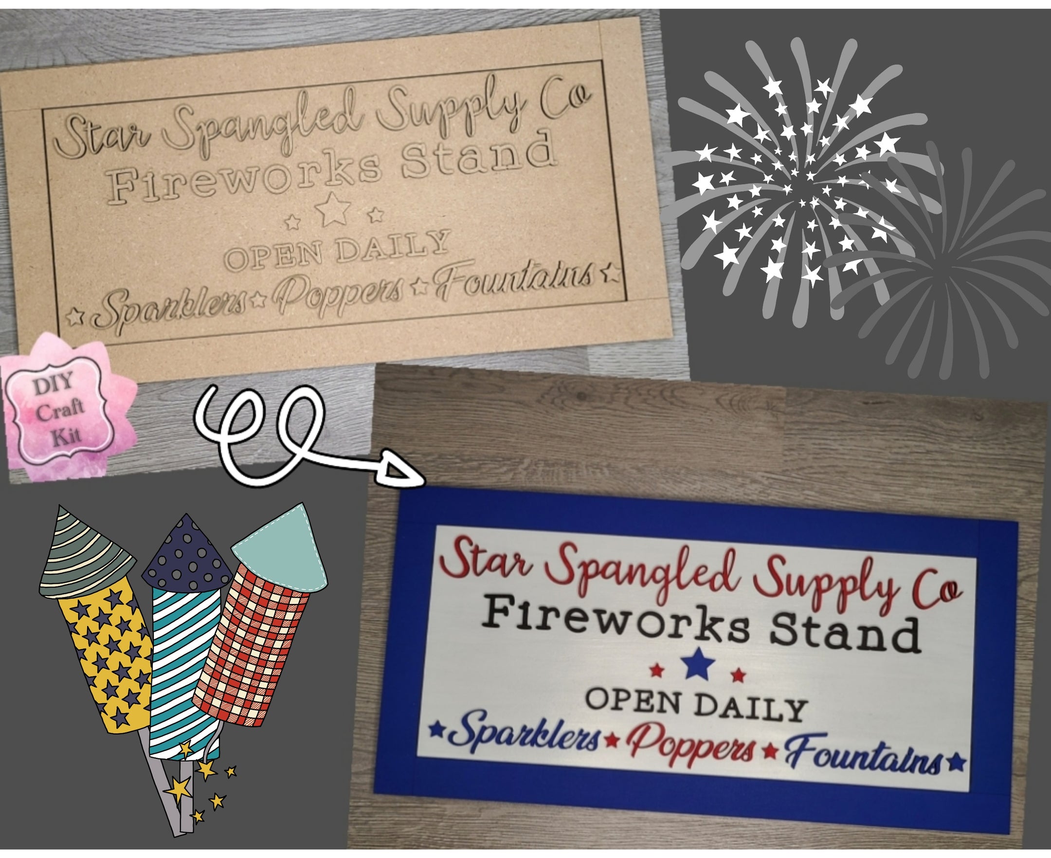 Firework Sign | 4th of July Decor | Patriotic Decor | 4th of July Craf ...