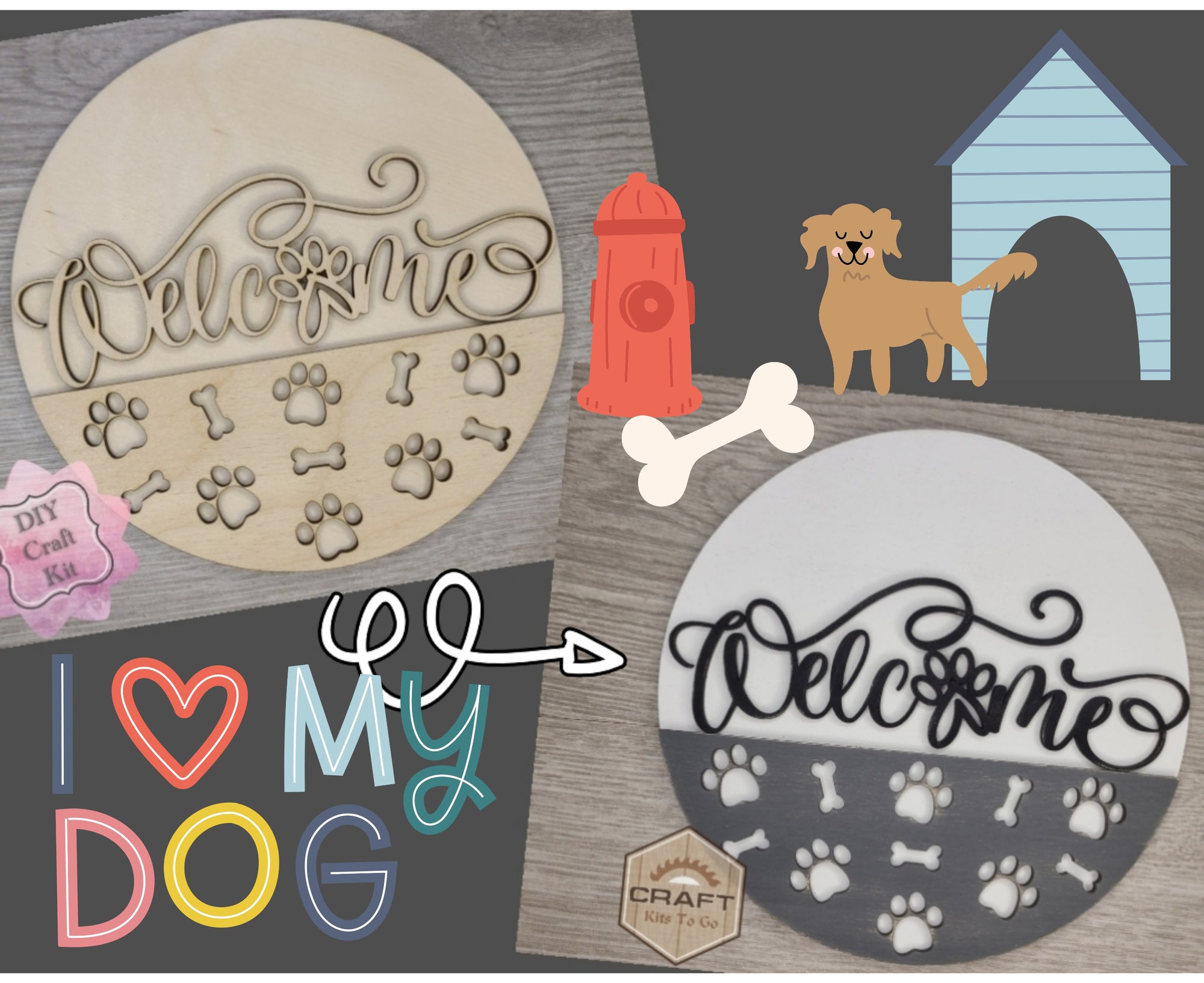 Dog Welcome Sign | Welcome Home Sign | Dog Sign | DIY Craft Kits | Pai ...