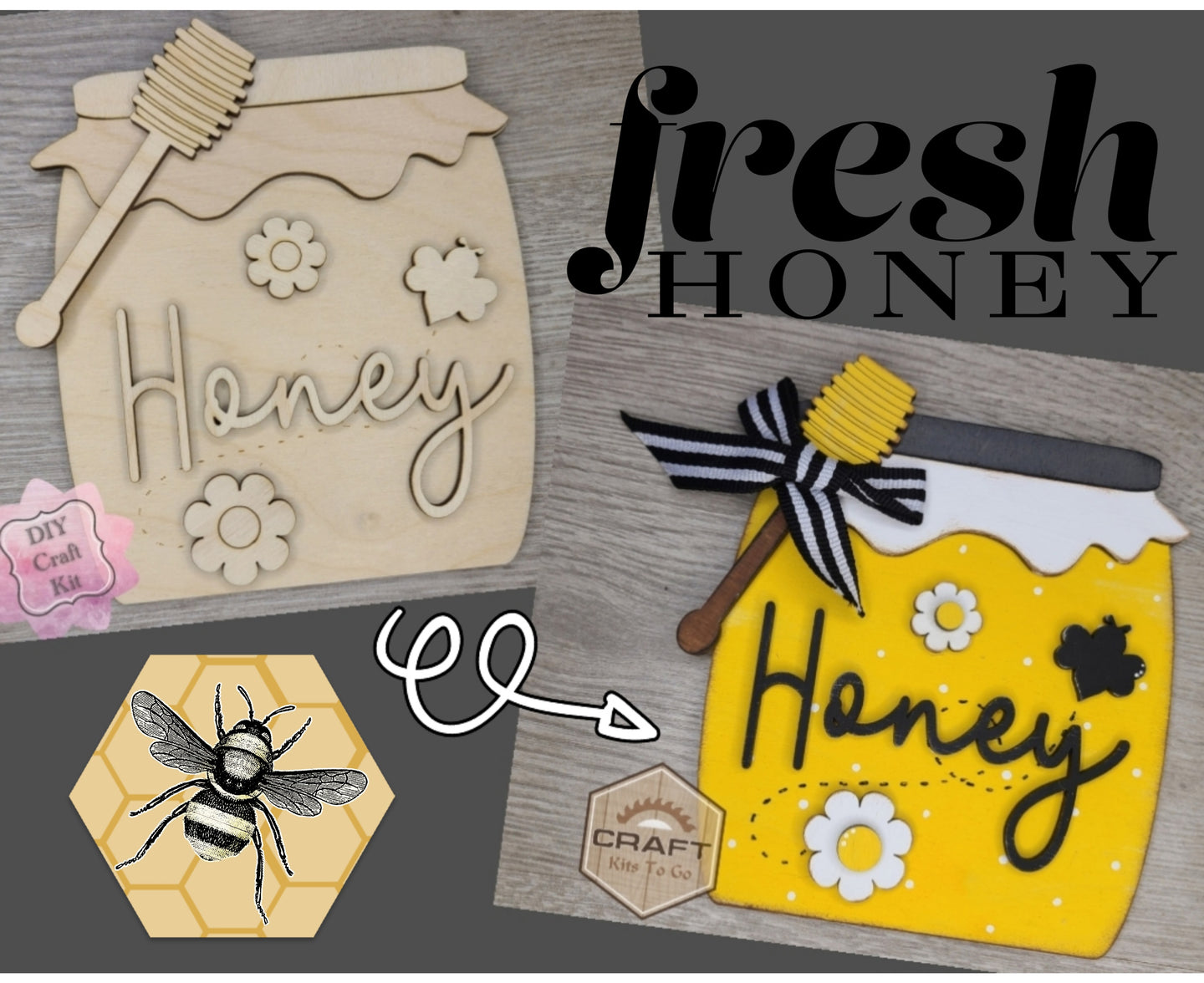 Jar of Honey Bee DIY Craft Kit Bee Décor Honey Bee DIY Paint Party Kit ...