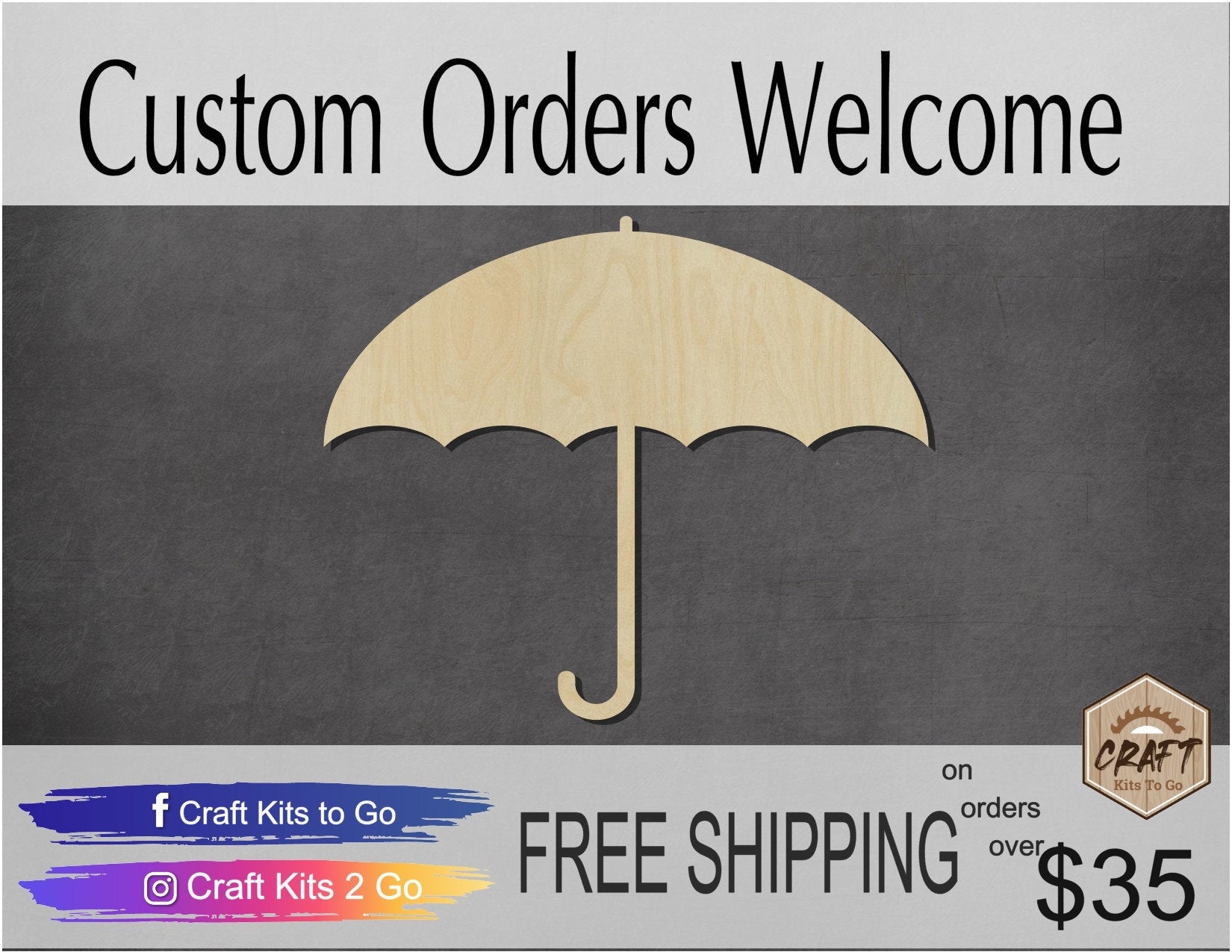 Umbrella Wood Cutouts Rain paint kit raining winter #2149 - Multiple S ...