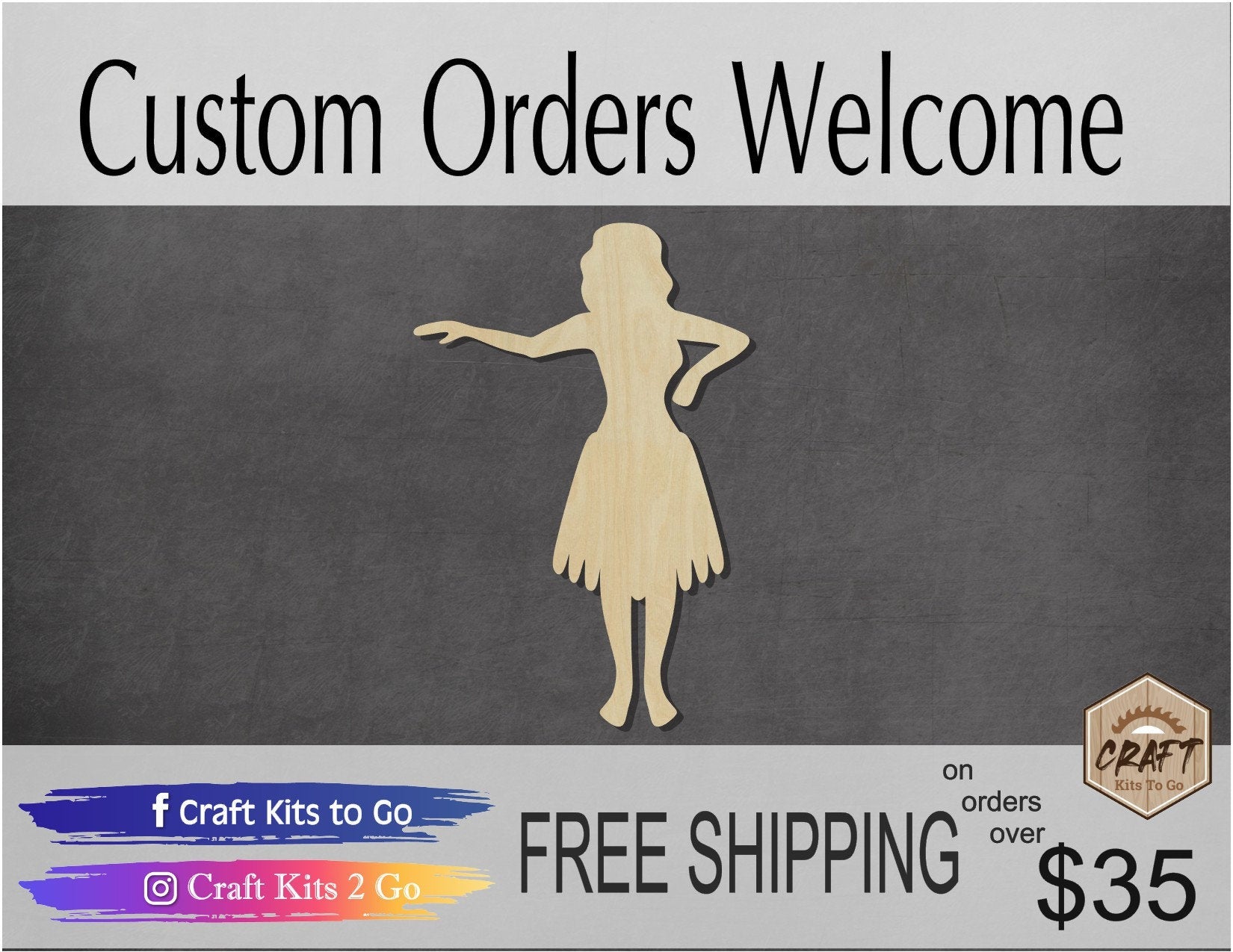 Hula Girl wood cutout wood shapes Hawaiian Girl DIY Paint kit #1615 ...