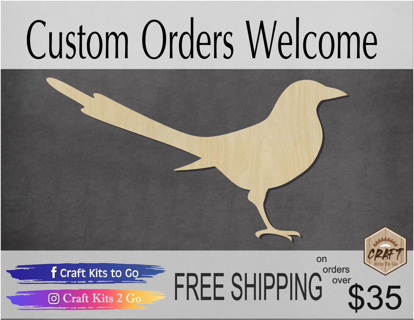 Magpie wood cutouts wood shapes Birds Bird cutouts DIY Paint kit #1714 ...