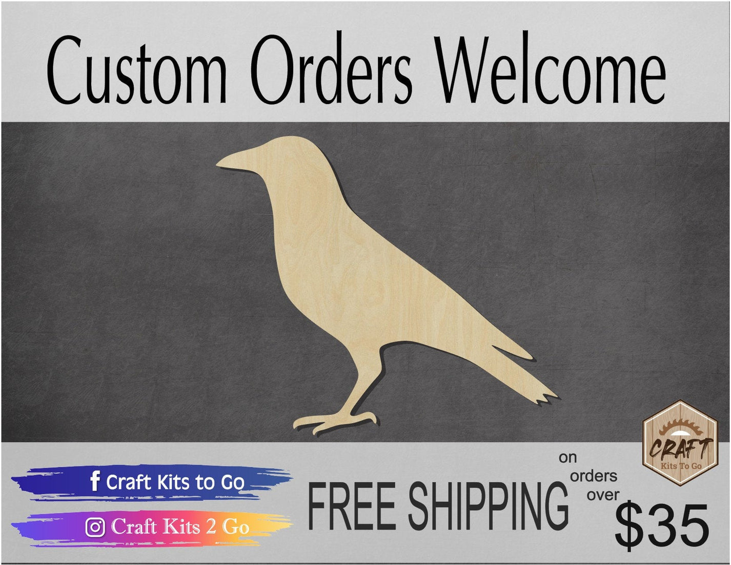 Crow cutout birds DIY paint animal cutouts zoo animals Paint kit #1397 ...