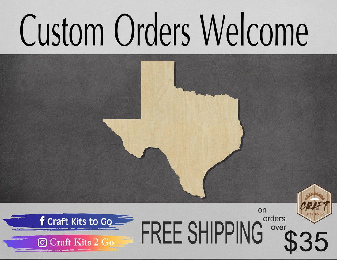 Texas State wood shape wood cutouts State cutouts DIY Paint kit #2093 ...